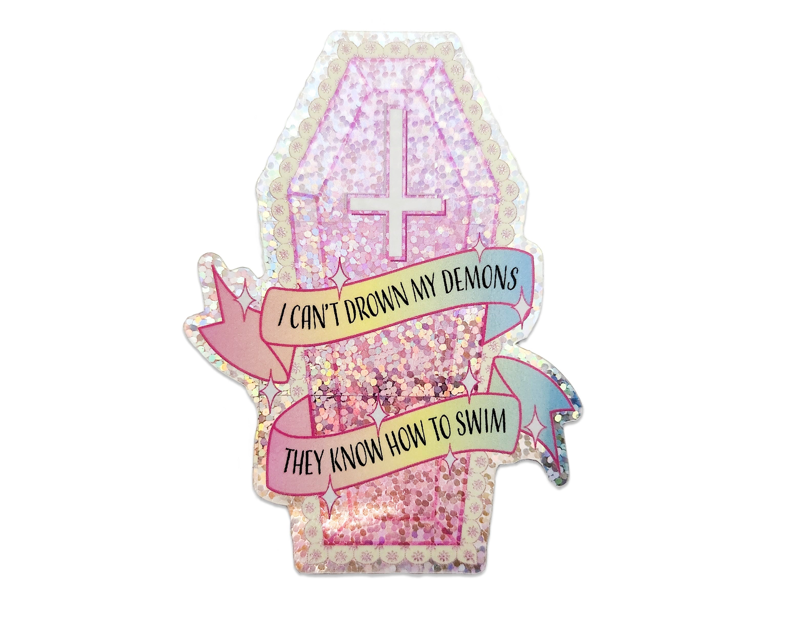 Pink Holographic Hidden Skeleton Coffin Sticker, 2.5 x 3.5 in. – Bitter ...